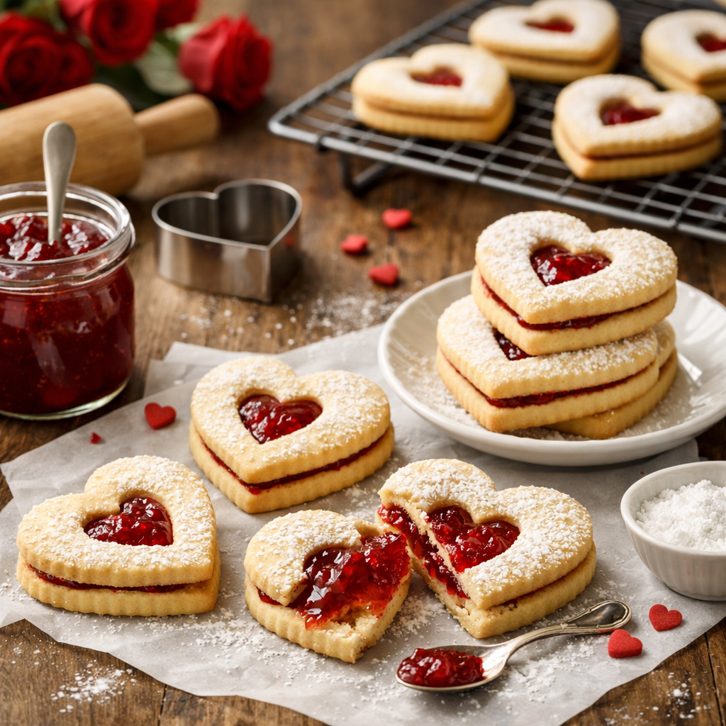 Sablés en cœur fourrés à la confiture — recette facile et élégante pour ...